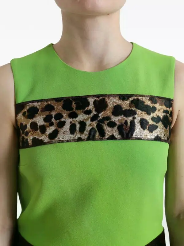Dolce & Gabbana Sleeveless Leopard Print & Floral Brocade Mini Dress