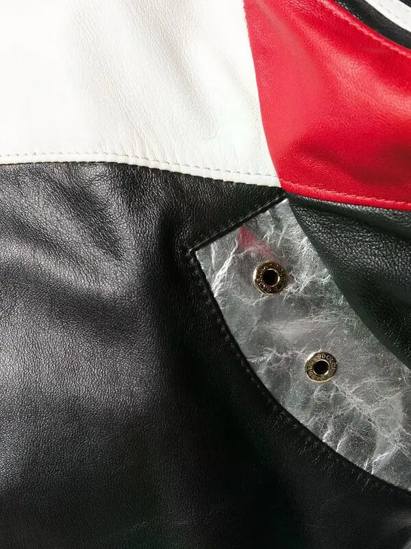 Dolce & Gabbana Colour Block Zipped Leather Jacket