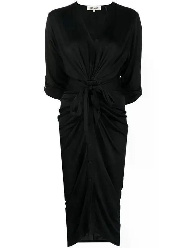 Diane Von Furstenberg Draped V-neck Midi Dress