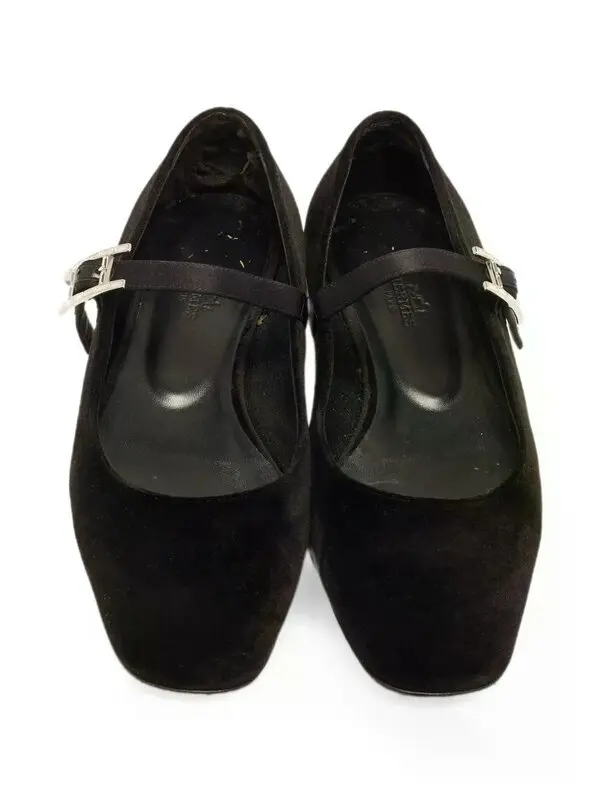Hermès Velvet Ballet Flats With Buckle Fastening