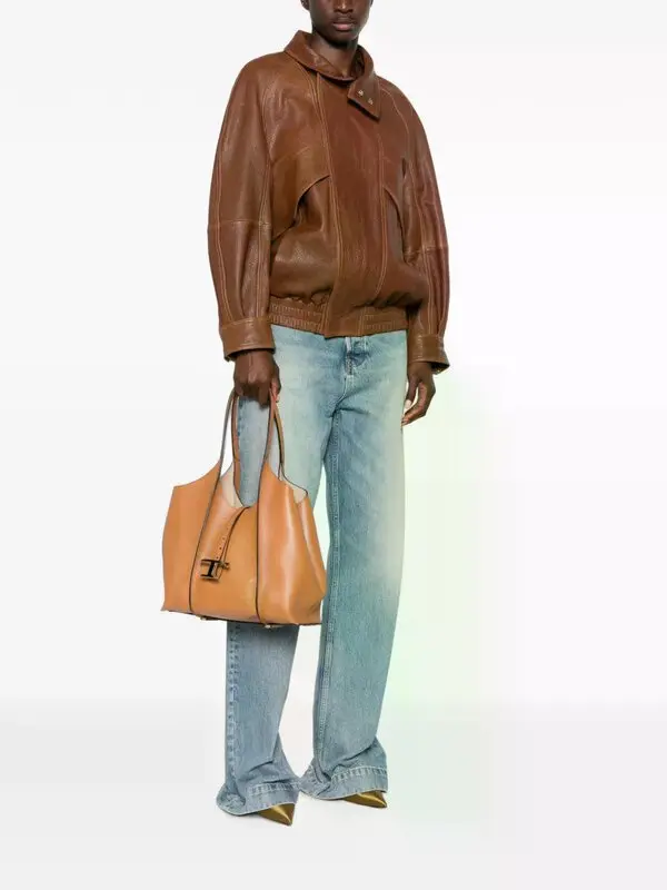 TOD'S T Timeless Leather Tote Bag - Brown