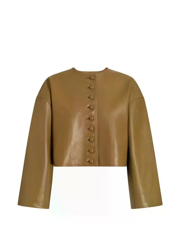 Alberta Ferretti Cropped Leather Jacket With Button Detailing