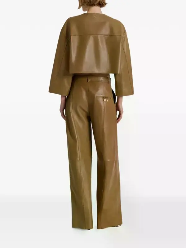 Alberta Ferretti Cropped Leather Jacket With Button Detailing