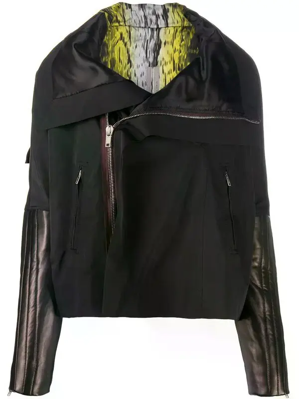 Rick Owens Leather Sleeve Zipped Jacket