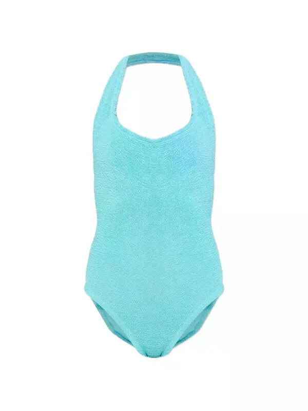 Hunza G Sandy Crinkle-effect Halterneck Swimsuit - Blue