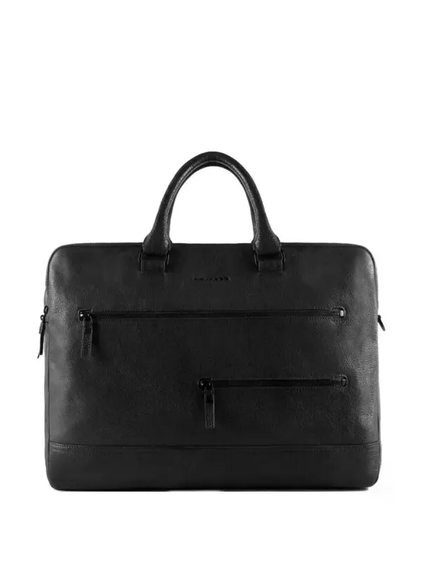 PIQUADRO Grained Leather Laptop Bag With Multiple Compartments