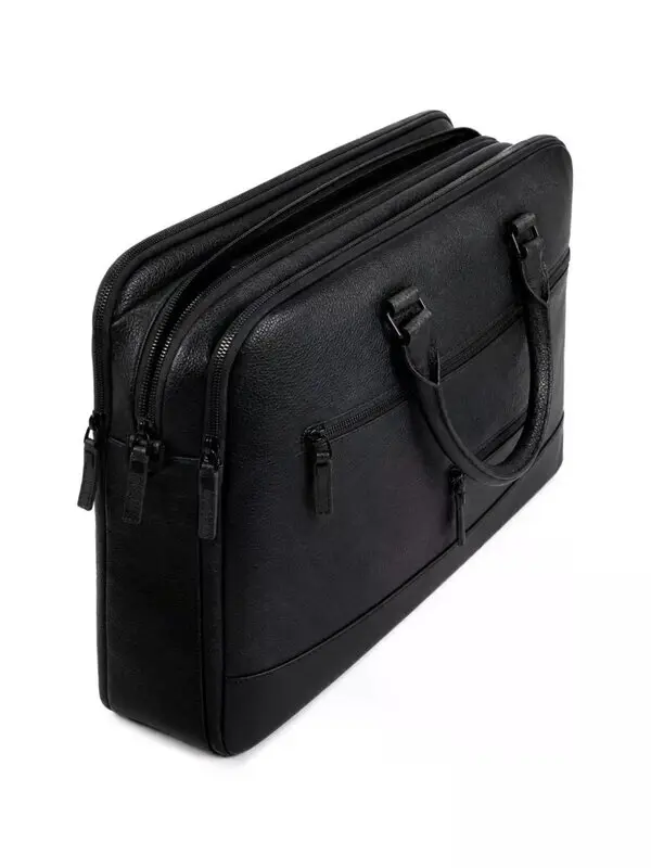 PIQUADRO Grained Leather Laptop Bag With Multiple Compartments