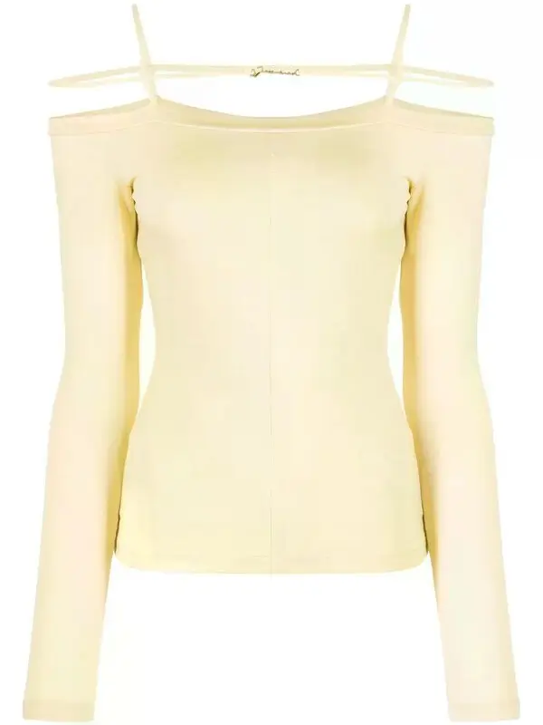 Jacquemus Sierra Long-sleeve Off-shoulder Top - Neutrals