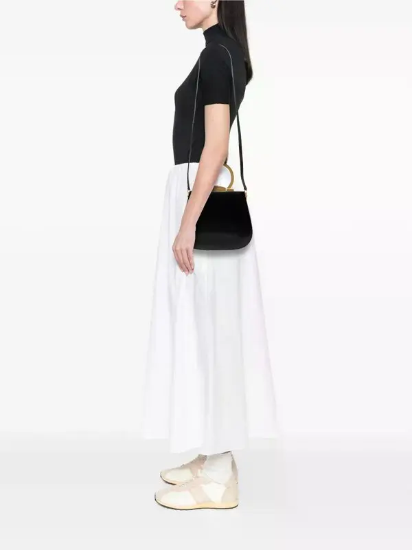 FERRAGAMO Leather Gancini Top Handle Bag Satchel - Black