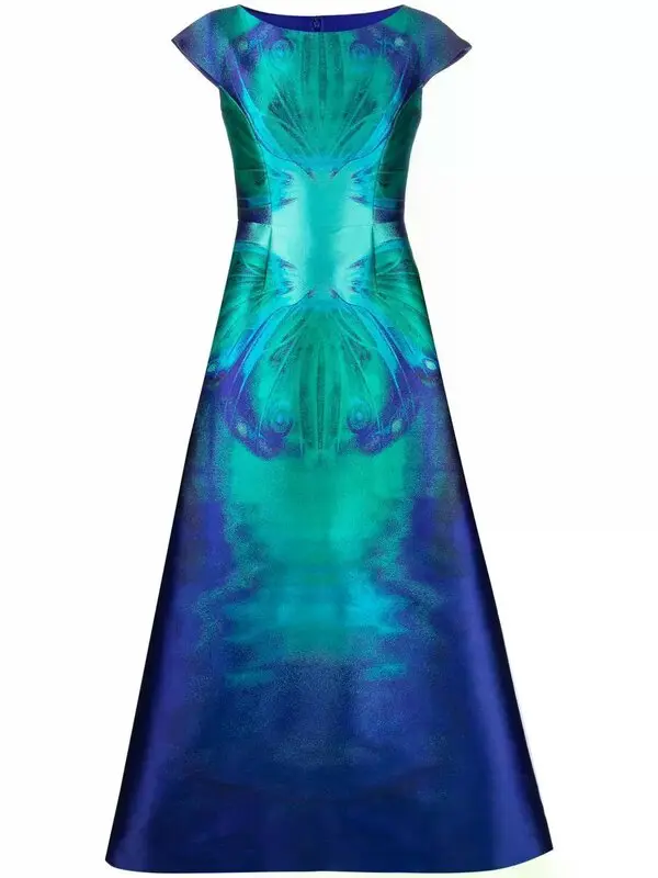Alberta Ferretti Butterfly Print A-line Gown
