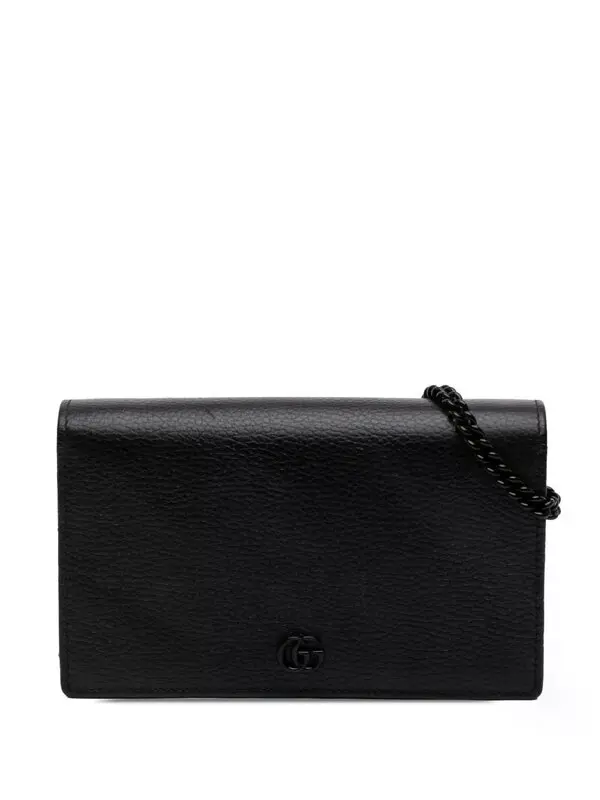 Gucci Gg Marmont Calfskin Wallet On Chain Crossbody Bag - Black