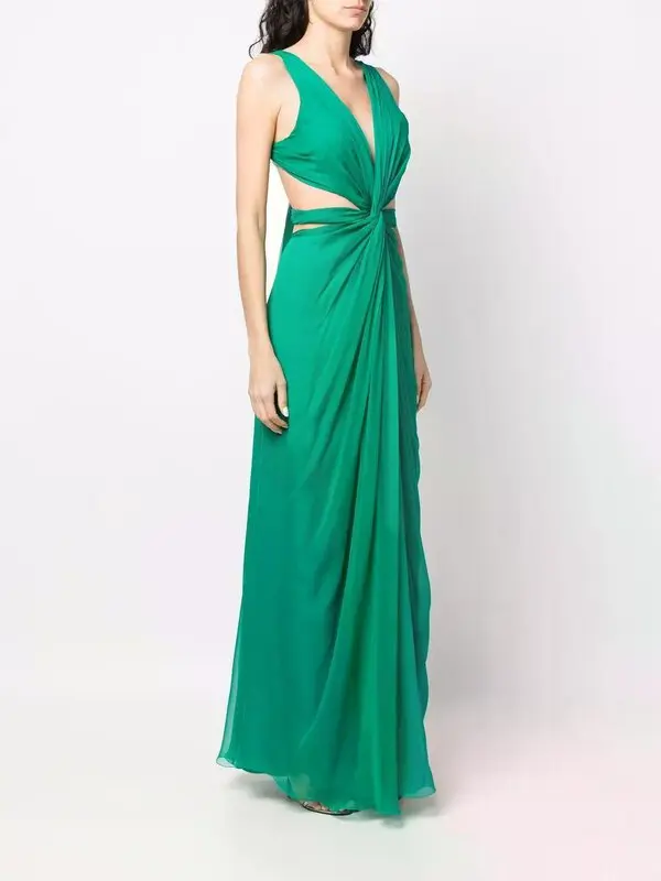 Alberta Ferretti Twist-front Silk Gown