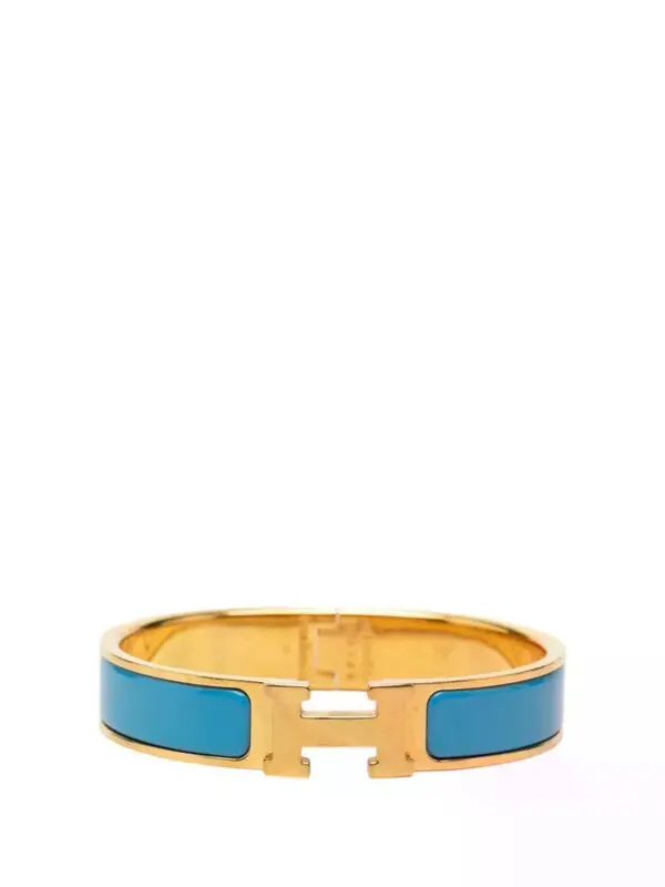 Hermès Enamel And Gold-plated Metal "h" Bracelet - Blue