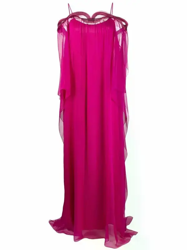 Alberta Ferretti Draped Sleeves Silk Gown