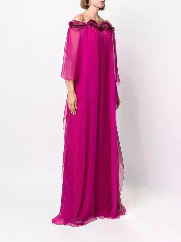 Alberta Ferretti Draped Sleeves Silk Gown