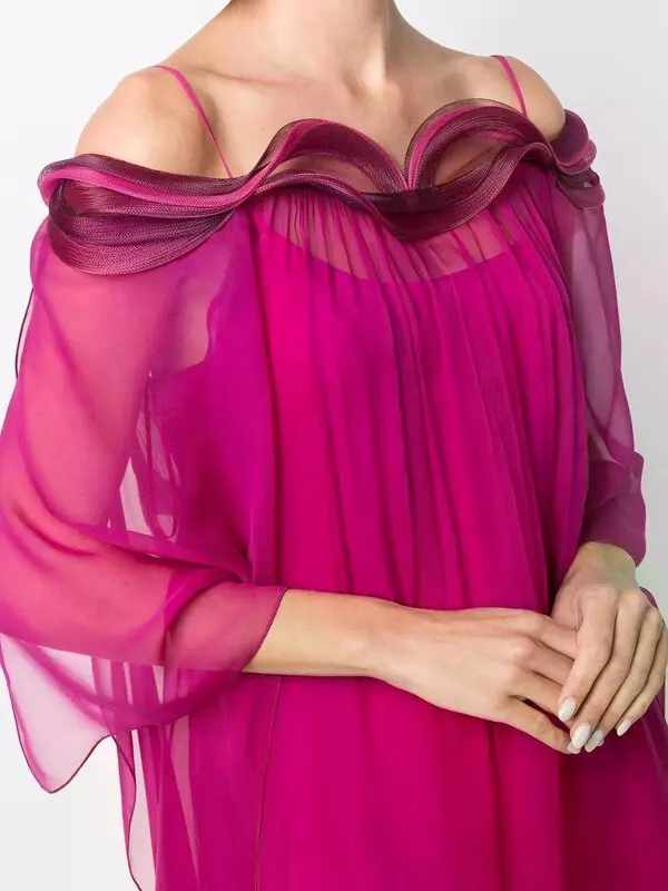 Alberta Ferretti Draped Sleeves Silk Gown