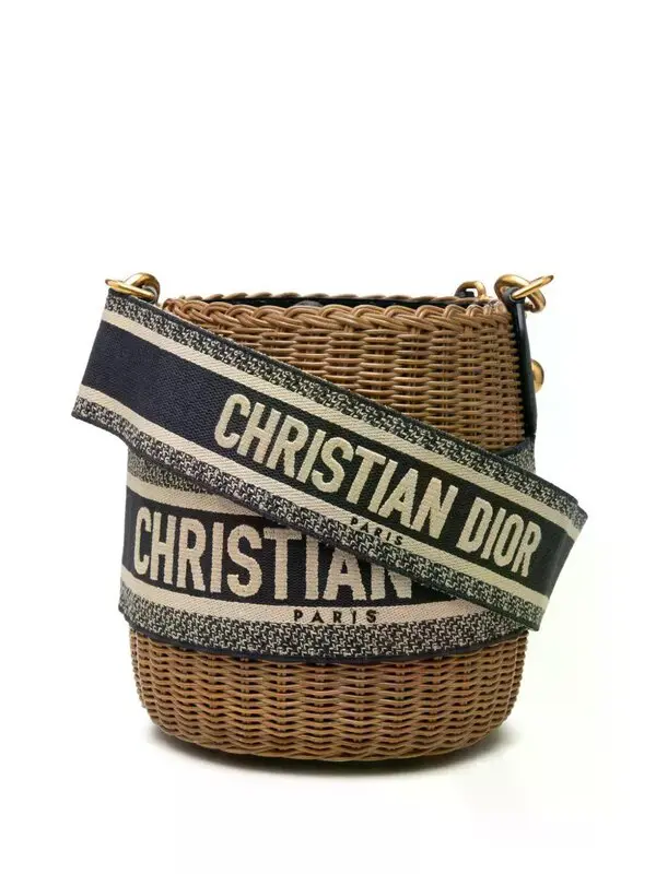 Dior Woven Rattan Bucket Bag - Brown