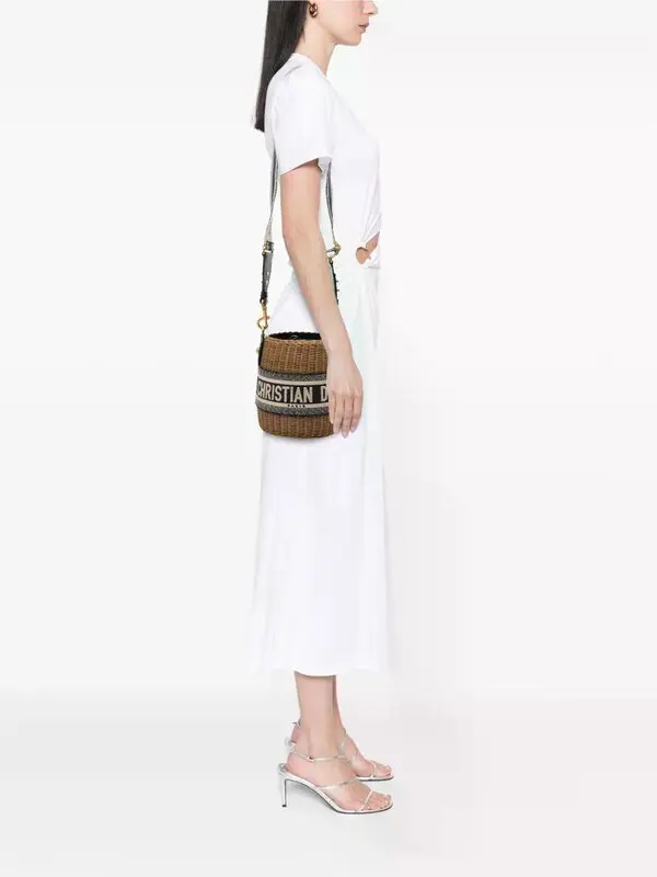 Dior Woven Rattan Bucket Bag - Brown