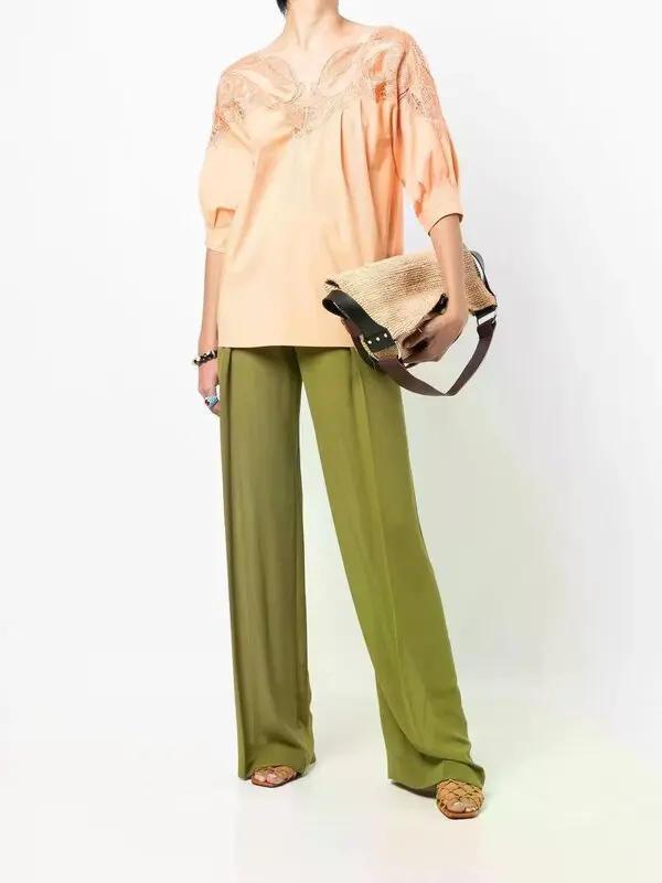 Alberta Ferretti Stretch-cotton Blouse With Lace Detailing