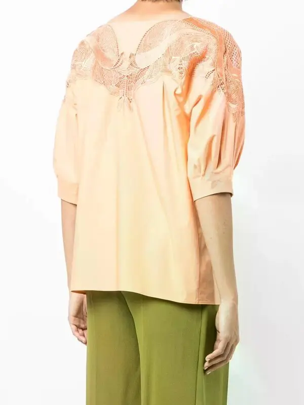 Alberta Ferretti Stretch-cotton Blouse With Lace Detailing