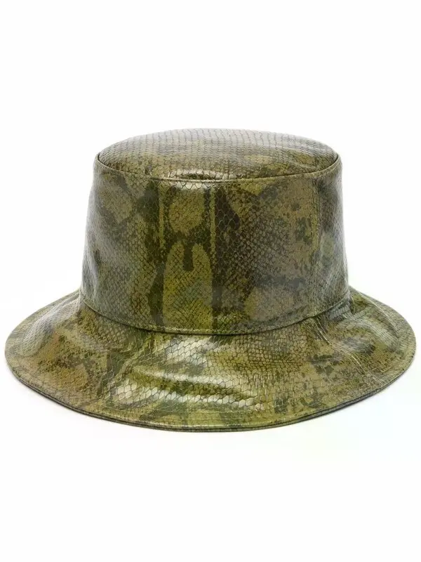 Alberta Ferretti Python Print Bucket Hat - Green