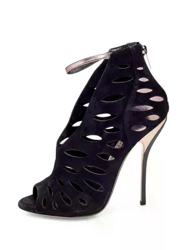 JIMMY CHOO Suede Cutout Peep-toe Ankle Boots