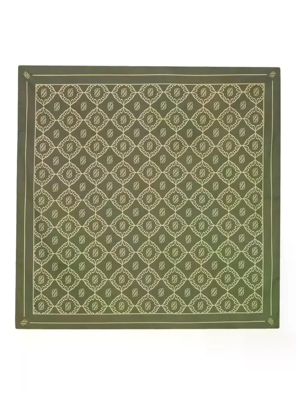 Drole De Monsieur Monogram-jacquard Cotton Scarf - Green
