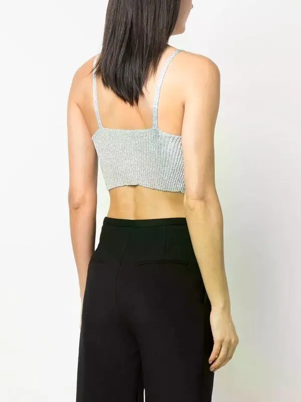 Alberta Ferretti Ribbed V-neck Cami Top
