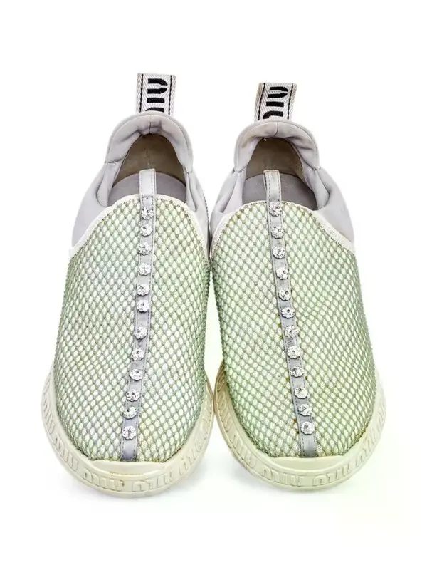 Miu Miu Crystal-embellished Mesh Sneakers