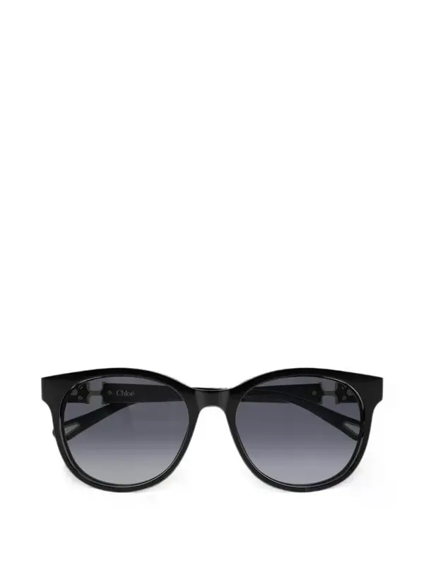Chloé Round Frame Sunglasses With Gold-tone Hardware - Black