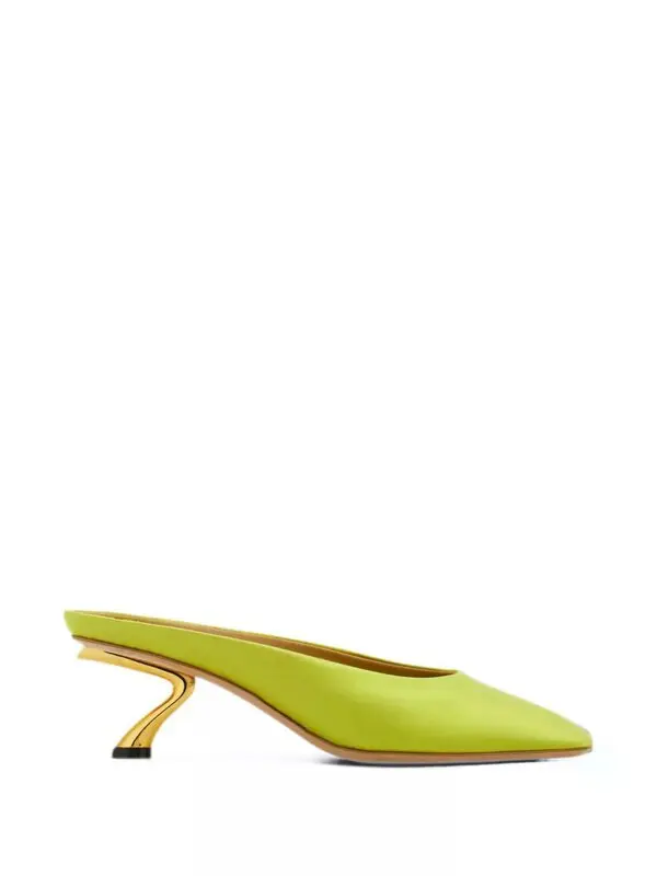 FERRAGAMO Sculptural Heel Mules - Green