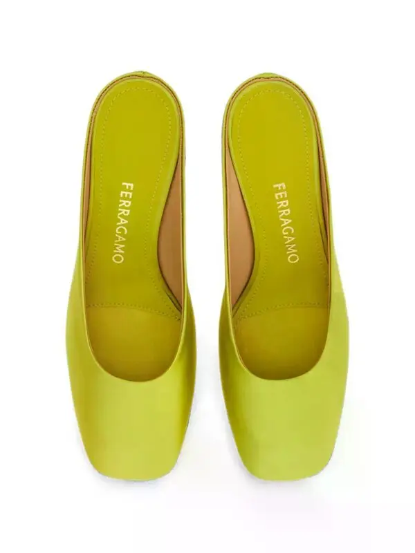 FERRAGAMO Sculptural Heel Mules - Green