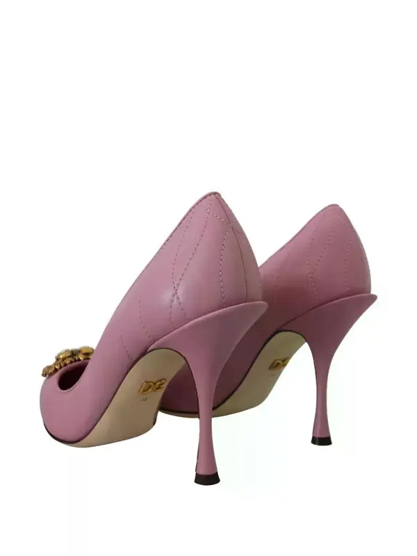 Dolce & Gabbana Devotion Quilted Leather Pumps With Heart Embellishment