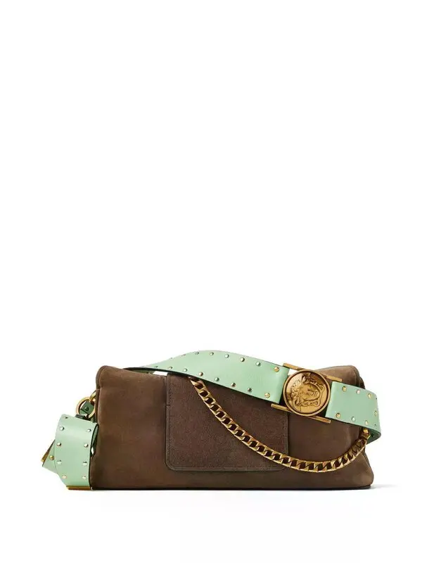 Versace Vivian Embellished Suede Clutch