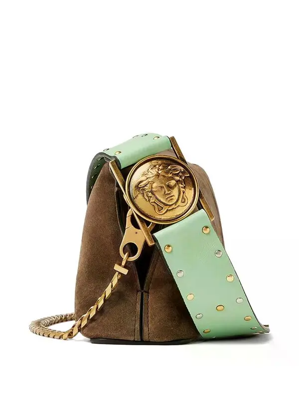 Versace Vivian Embellished Suede Clutch