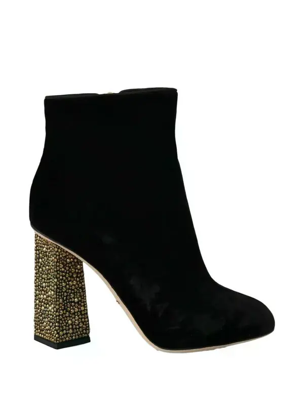 Dolce & Gabbana Velvet Studded Ankle Boots