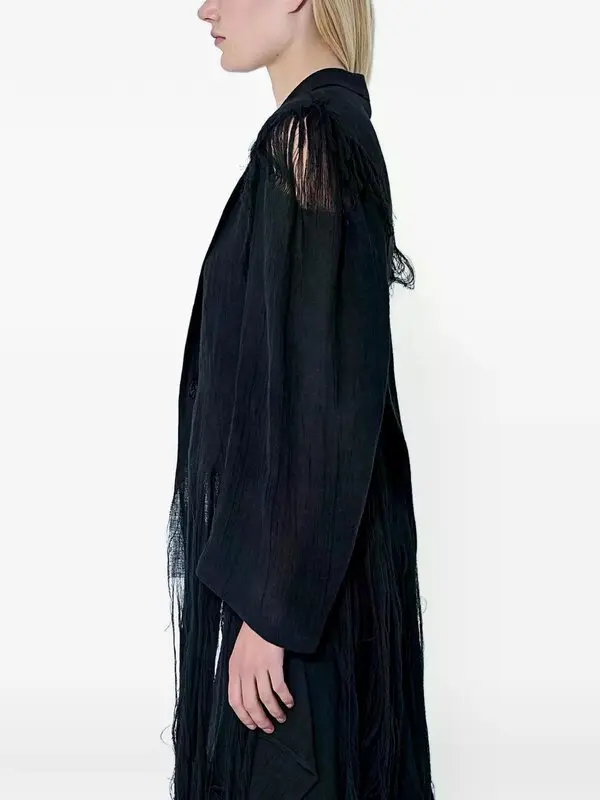 Yohji Yamamoto Frayed Linen Single-breasted Blazer