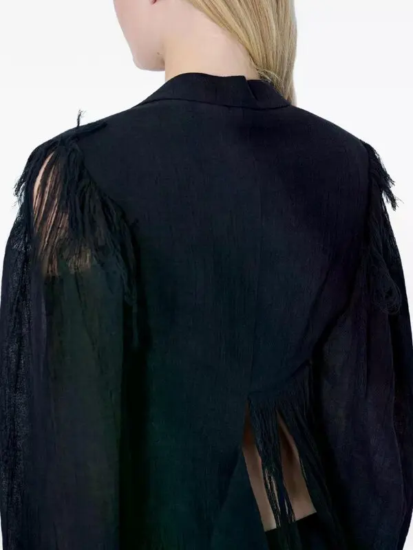Yohji Yamamoto Frayed Linen Single-breasted Blazer