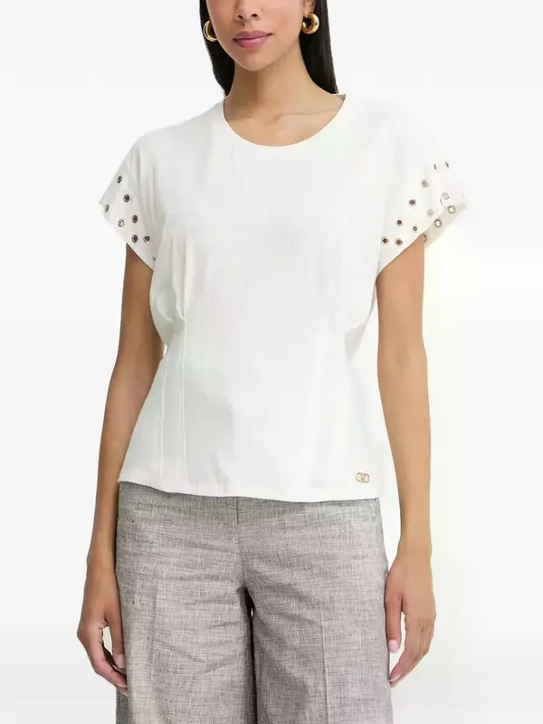 Liu Jo Eyelet Embellished Pleated T-shirt