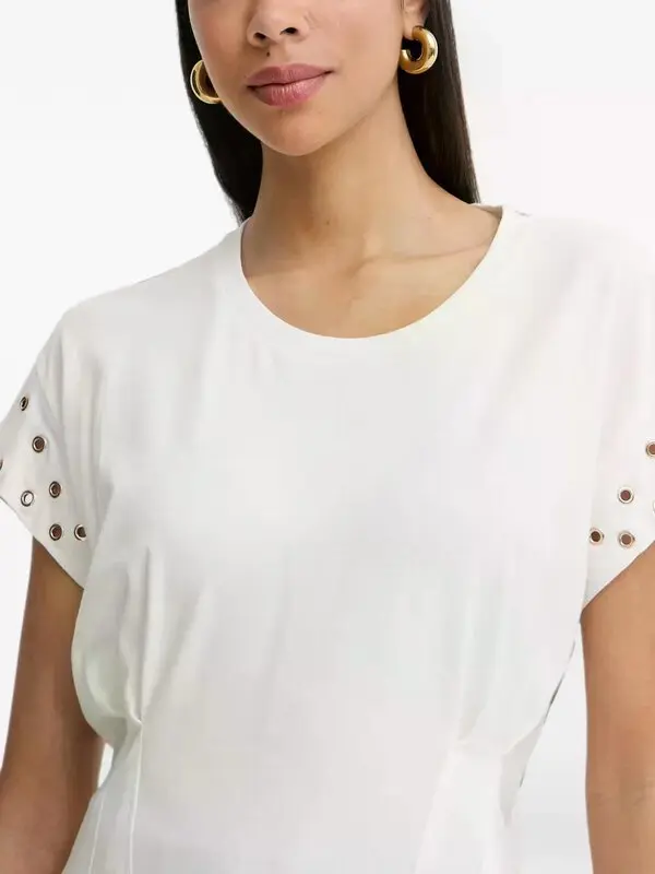 Liu Jo Eyelet Embellished Pleated T-shirt