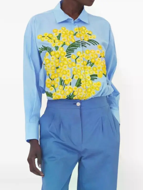 MII The Greta Floral-embroidered Shirt