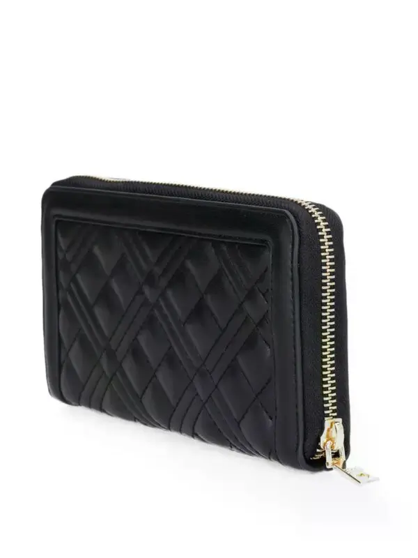 Moschino Quilted Logo-plaque Wallet - Black