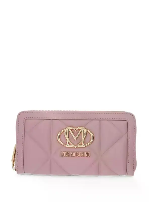Moschino Quilted Logo-plaque Wallet - Pink