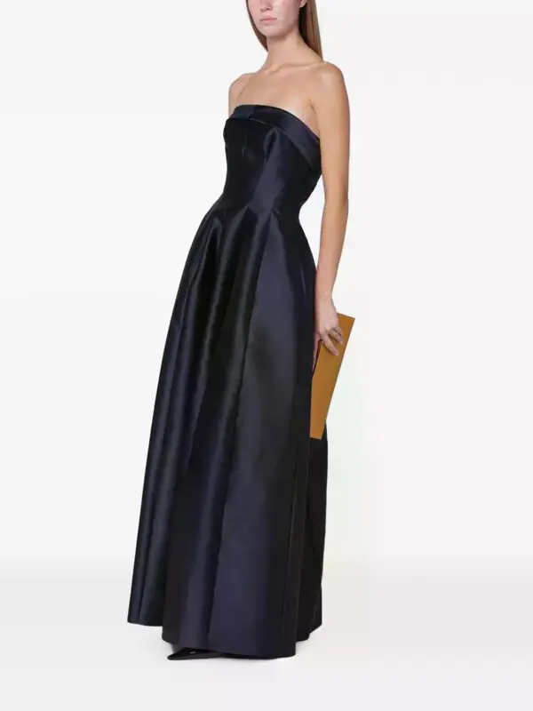 Alberta Ferretti Strapless Pleated Maxi Dress