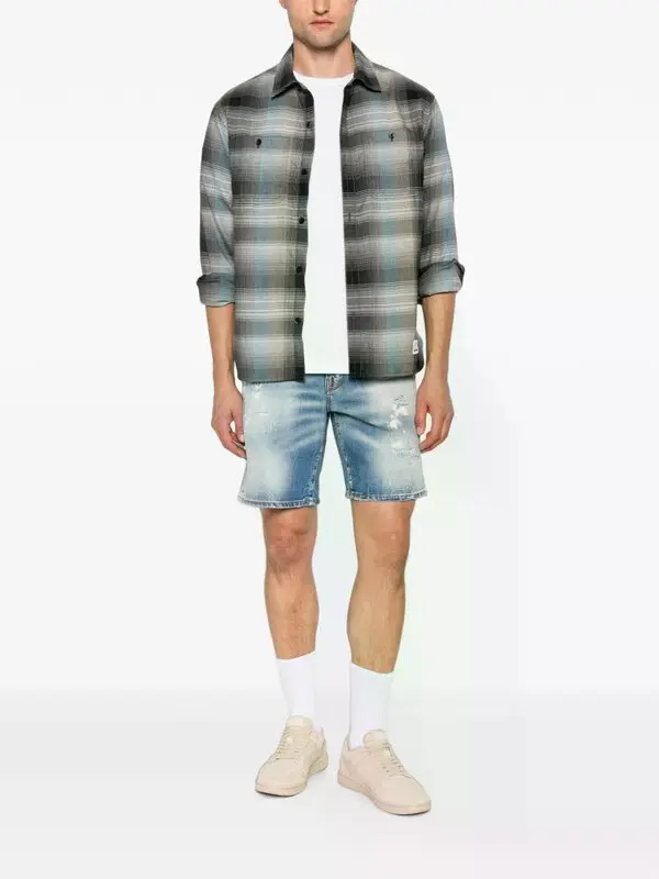 YES LONDON Distressed Faded-effect Denim Shorts