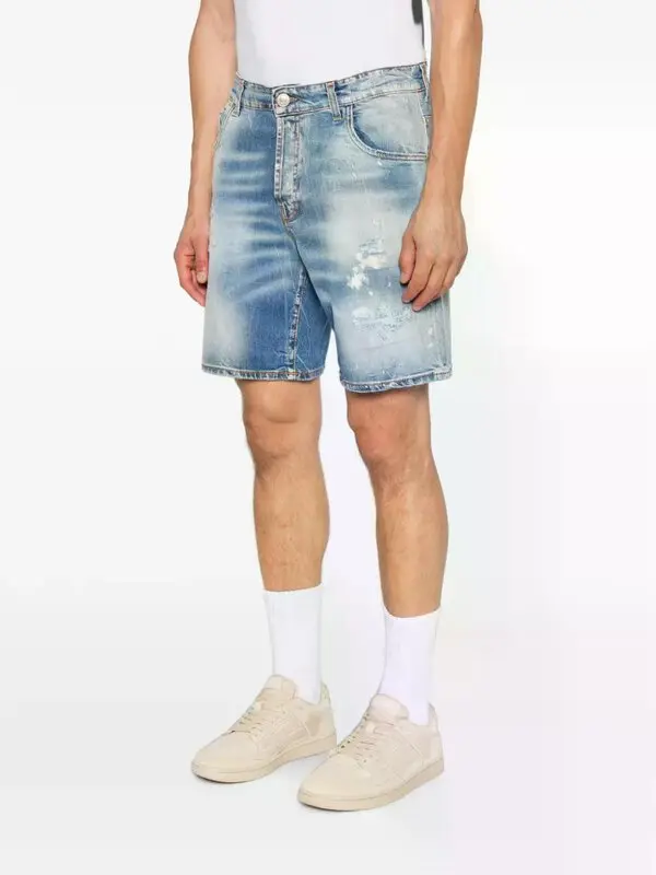 YES LONDON Distressed Faded-effect Denim Shorts