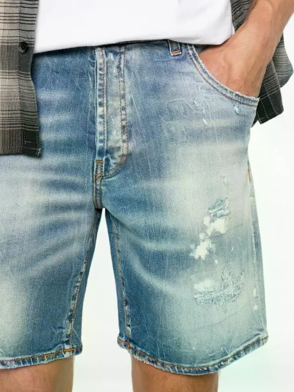 YES LONDON Distressed Faded-effect Denim Shorts