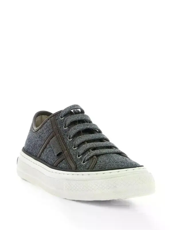 Brunello Cucinelli Shiny Tab Wool Sneakers
