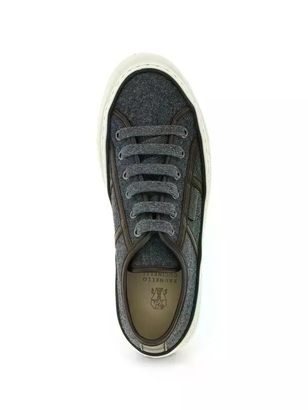 Brunello Cucinelli Shiny Tab Wool Sneakers