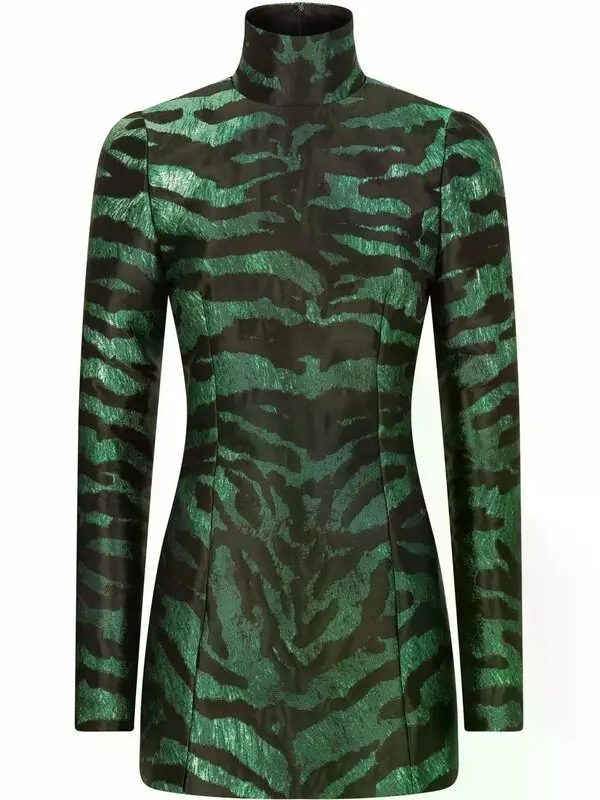 Dolce & Gabbana Tiger Print Long Sleeve Jacquard Dress